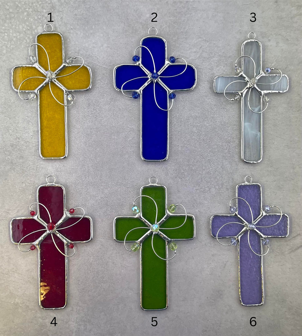 Stained Glass Cross – Petal & Pink
